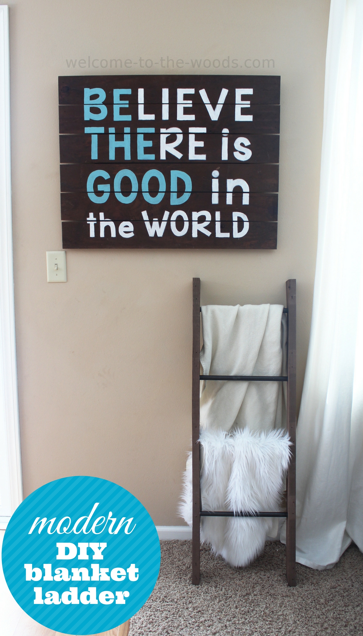 modern DIY blanket ladder
